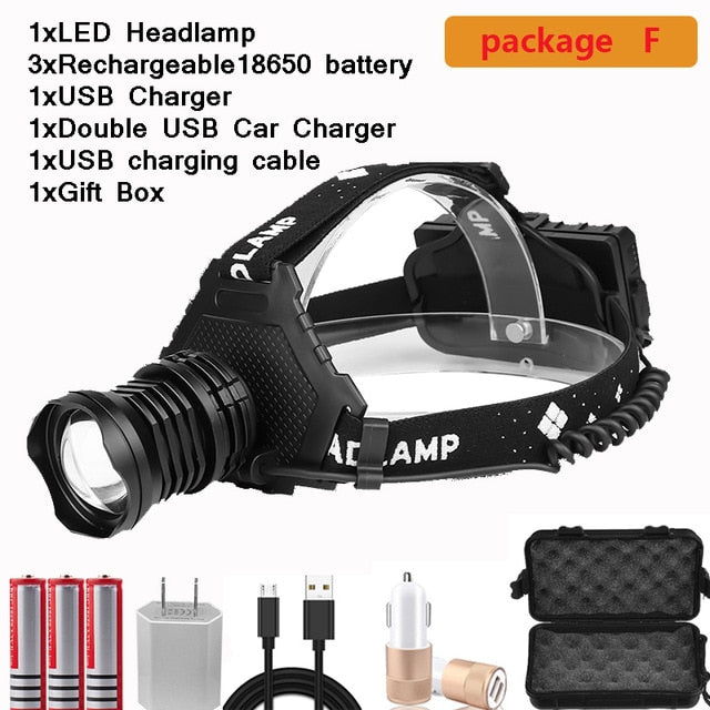 8000LM Most Powerful XHP70.2 USB Rechargeable Led Headlamp XHP70 Super Bright Headlight XHP50 Hunting Camping Fishing Lanterna